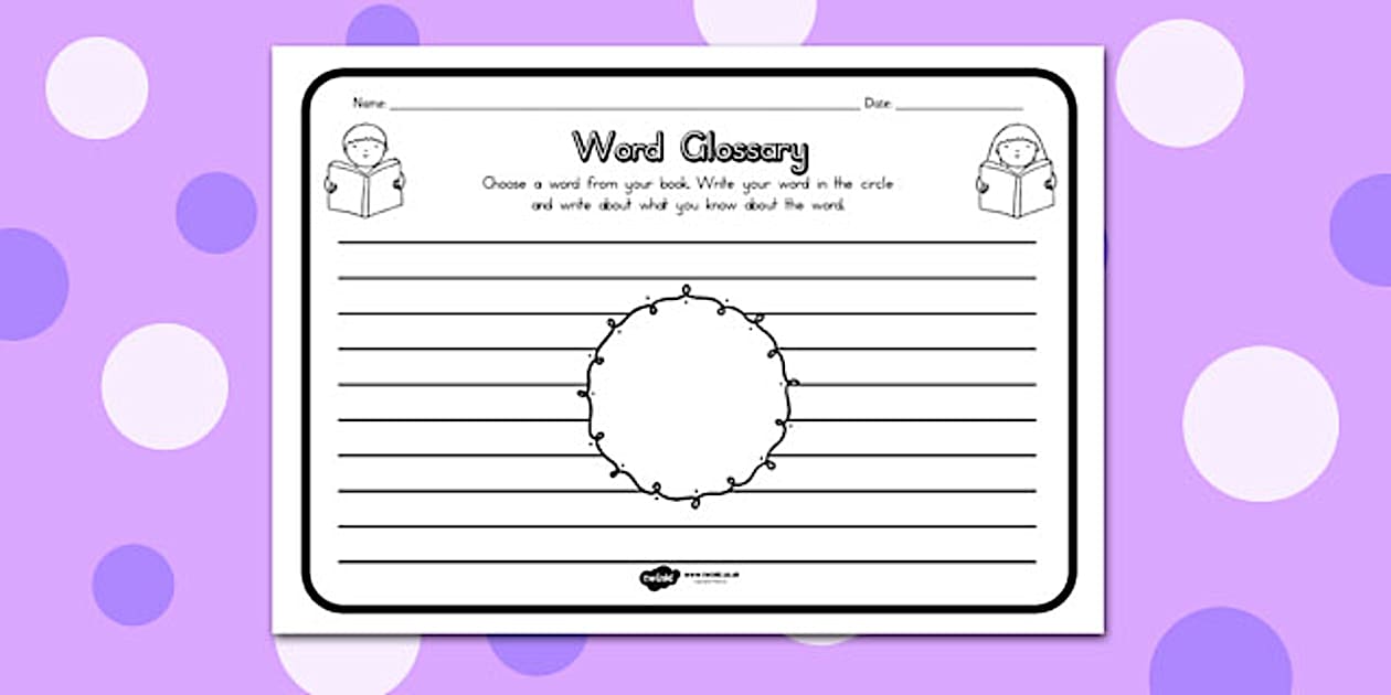 Editable Word Glossary Comprehension Worksheet - Twinkl