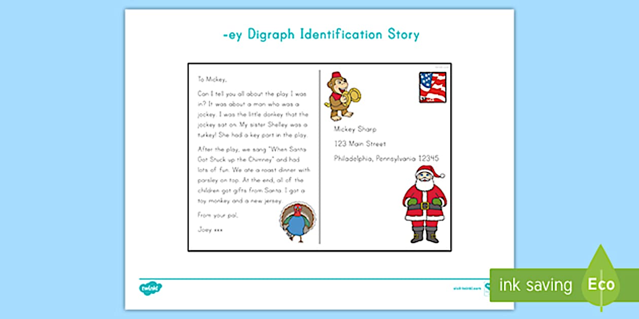 -ey Digraph Identification Story (teacher made) - Twinkl
