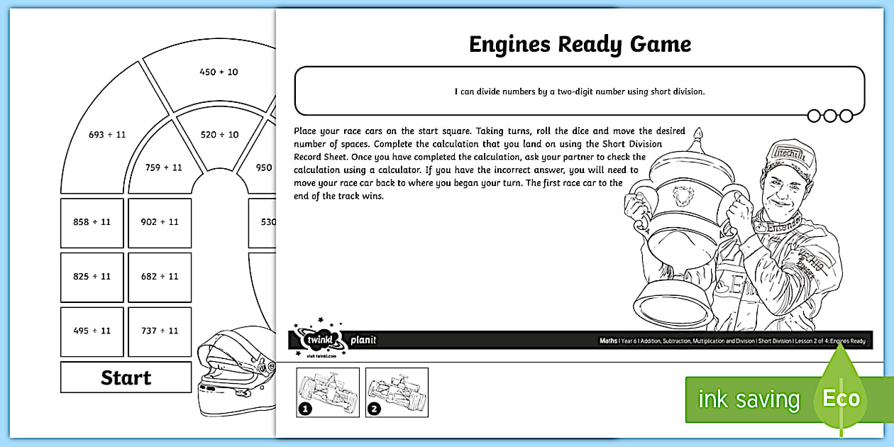 Editable Engines Ready Printable Division Game - Twinkl