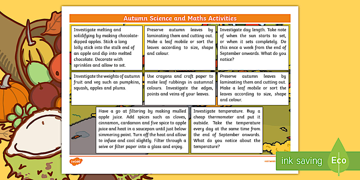 Autumn Science and Maths Worksheet / Worksheet - Twinkl