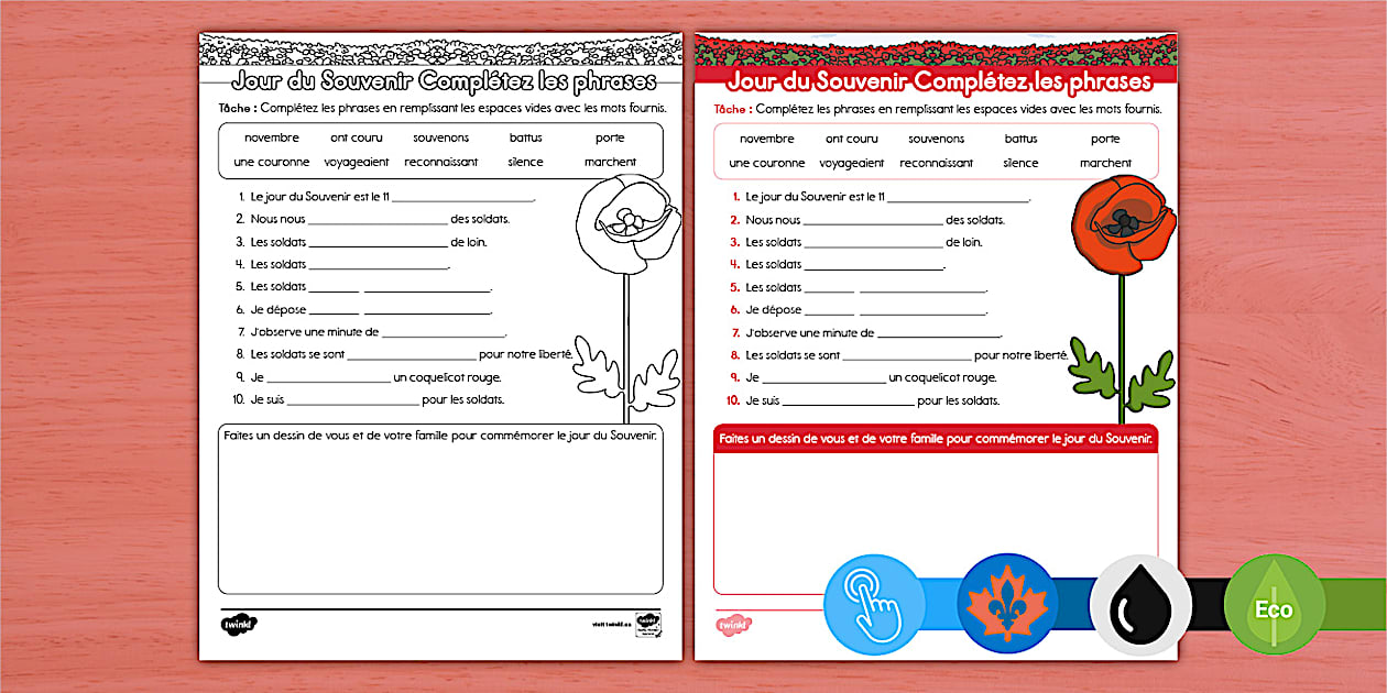 Remembrance Day Printables in French | Twinkl (teacher made)