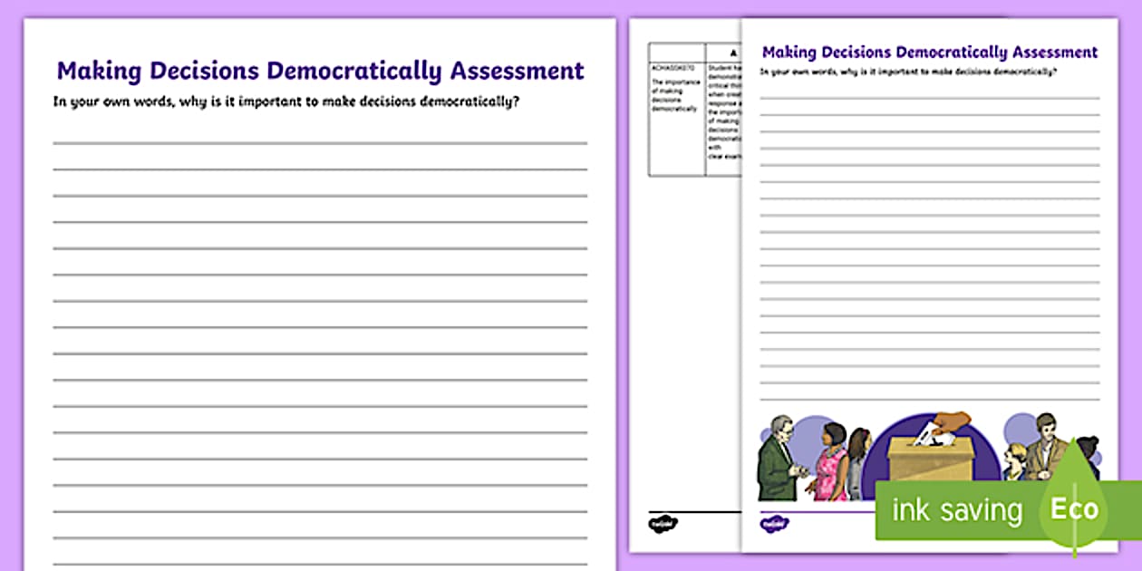 Making Decisions Democratically Assessment Sheet - Twinkl