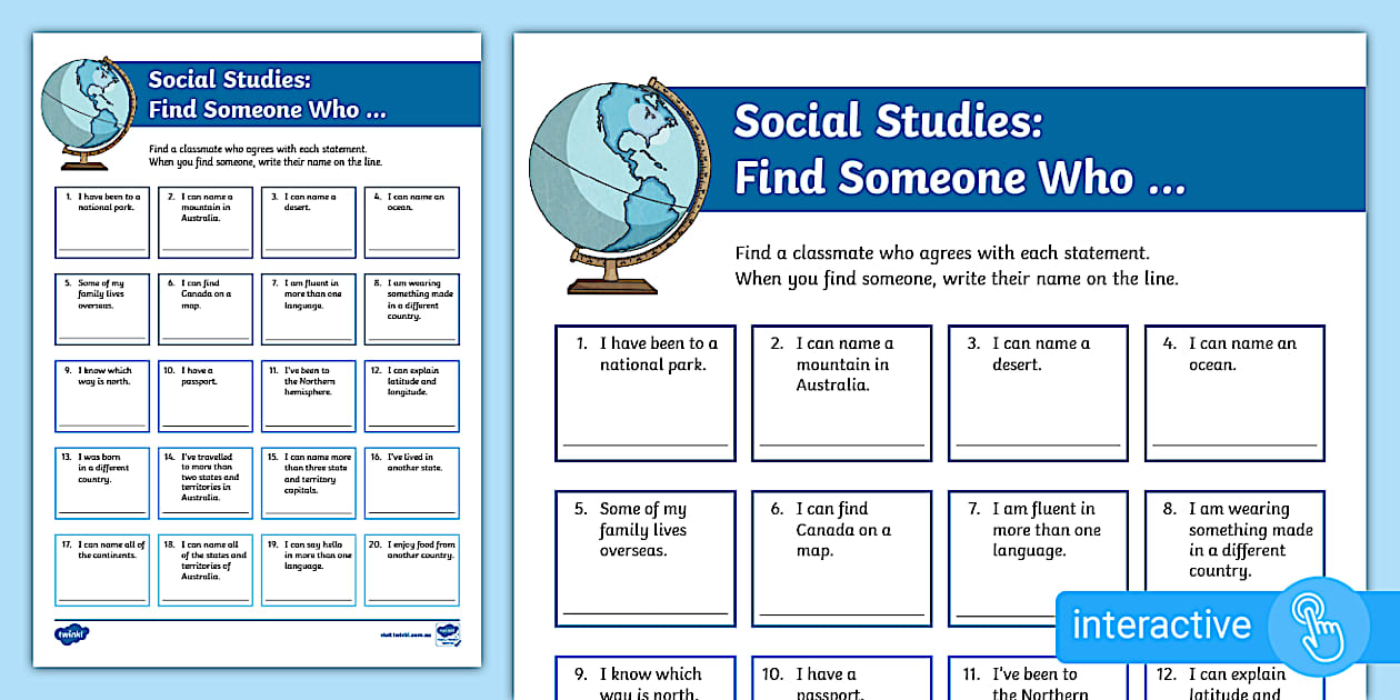Find Someone Who HASS Activity Sheet (teacher made) - Twinkl