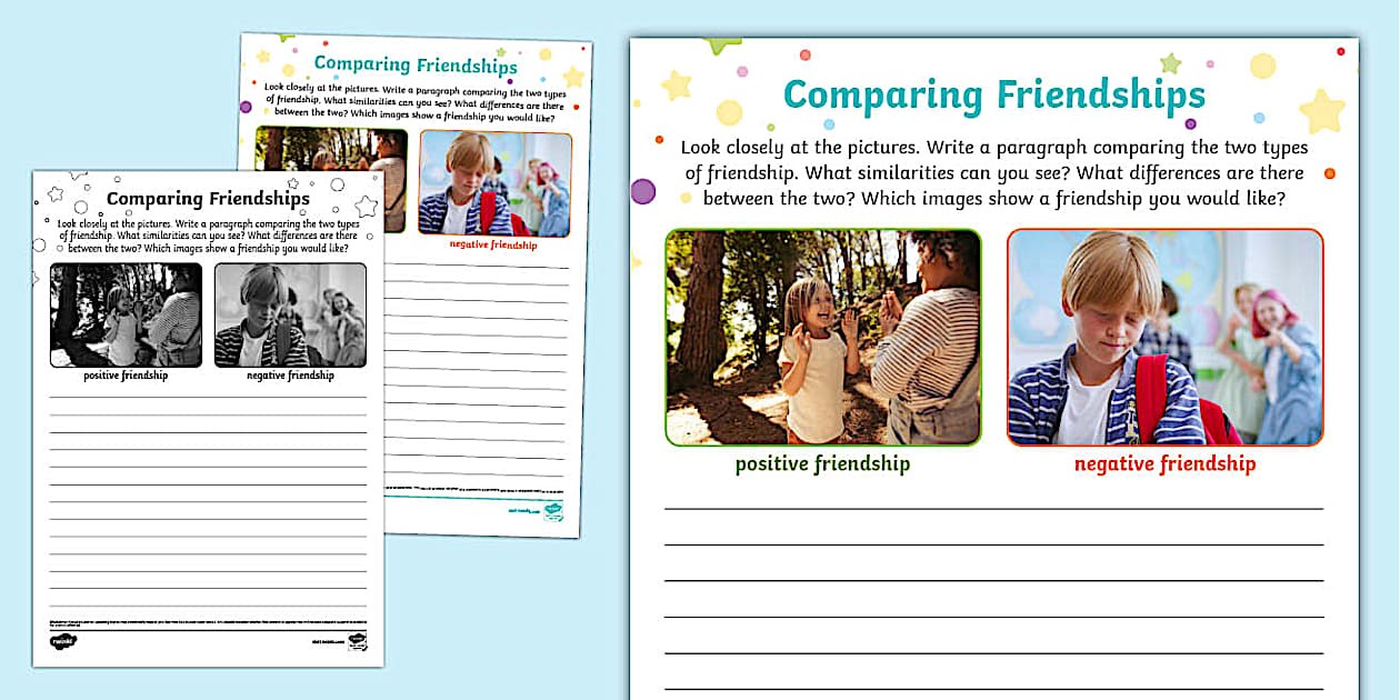 Comparing Friendships Worksheet - Twinkl PSHE (teacher made)