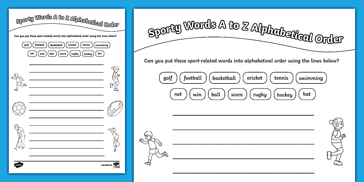 Sporty Words Alphabetical Order Activity (teacher made)