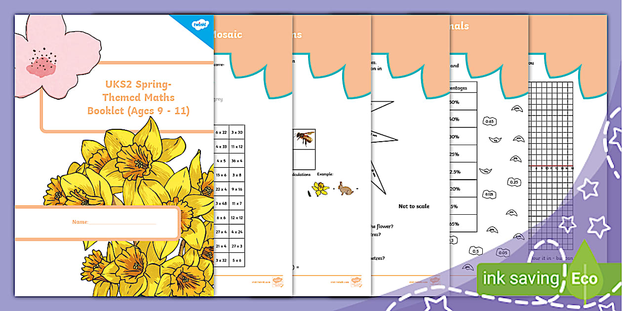👉 UKS2 Spring-Themed Maths Booklet (Ages 9 - 11) - Twinkl