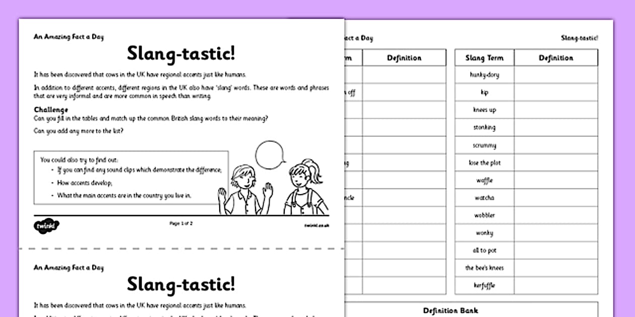 Editable Slang-Tastic Worksheet (teacher made) - Twinkl