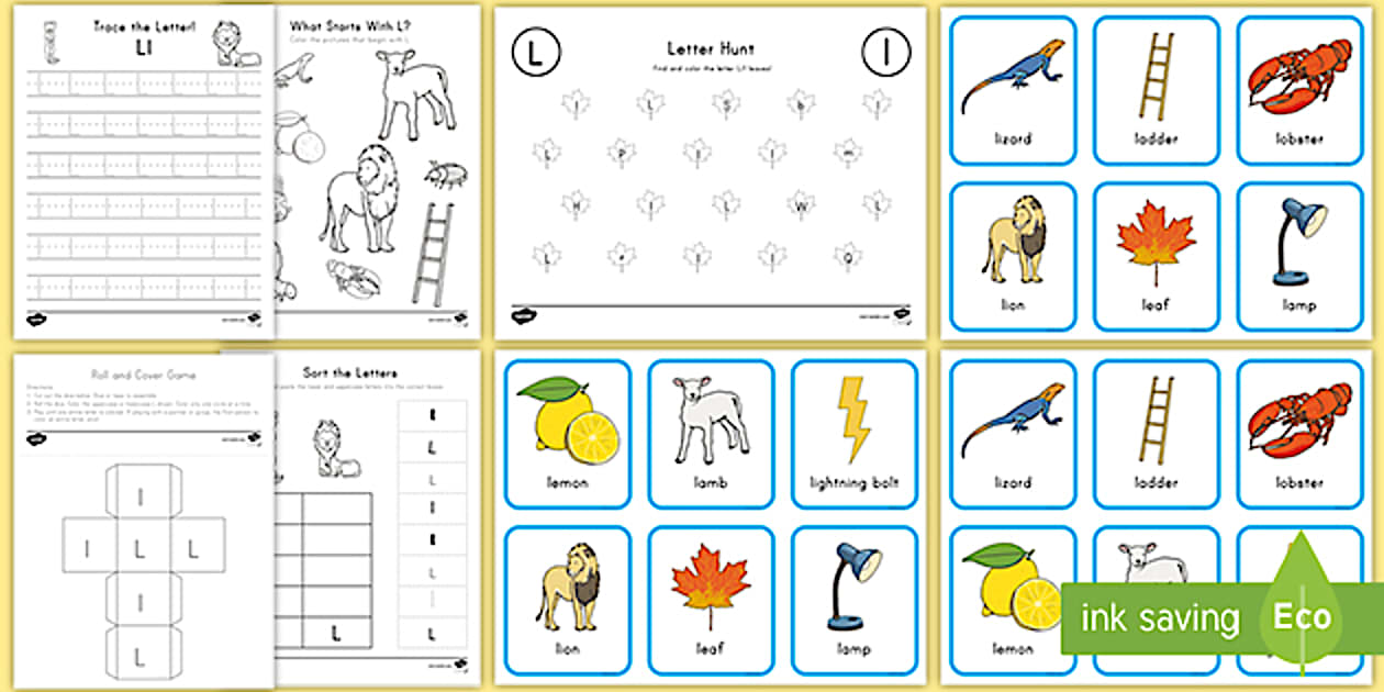 Letter L Worksheet and Activity Pack for PreK-K - Twinkl