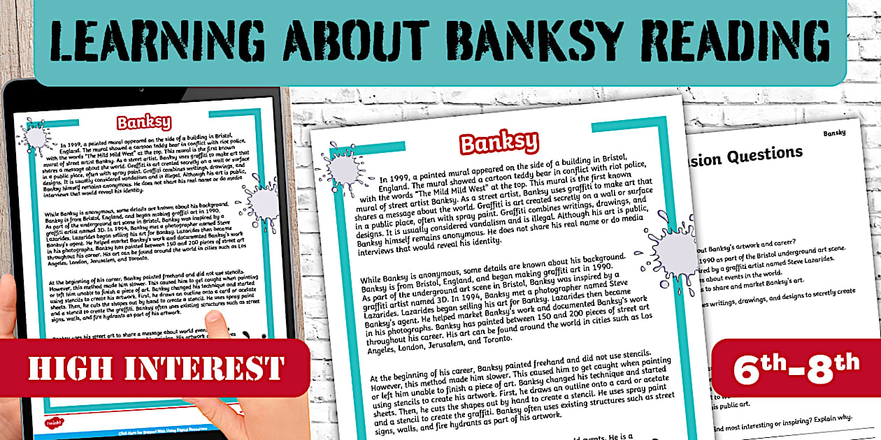 Learning About Banksy Reading Comprehension Worksheet