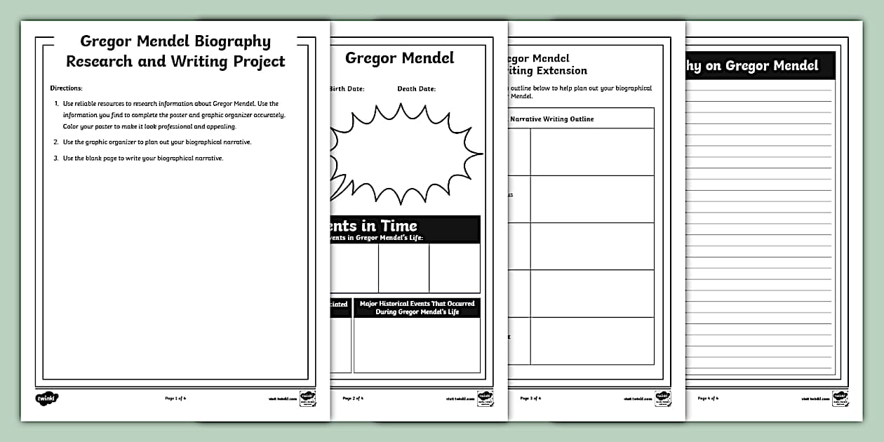 Gregor Mendel Biography Research & Writing Project