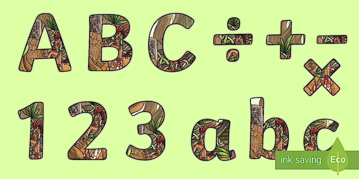 Cursive Ancient Maya Themed Display Lettering - Twinkl