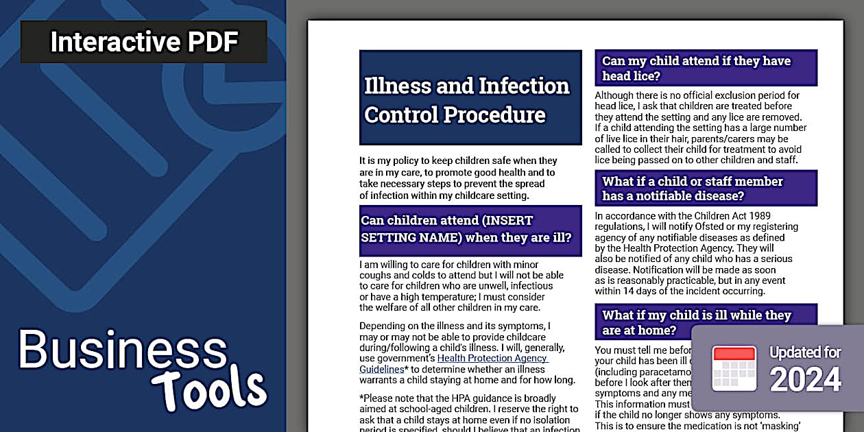 Illness and Infection Control | Childminder Sickness Policy