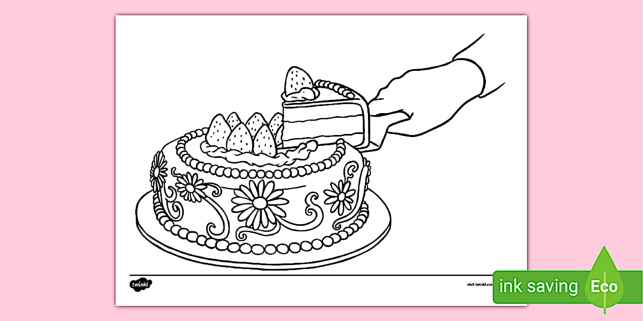 Cake Slice Colouring Sheet (teacher made) - Twinkl