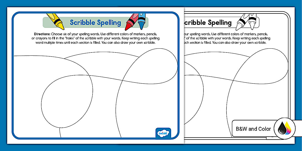 Scribble Spelling Activity Worksheet (teacher made) - Twinkl