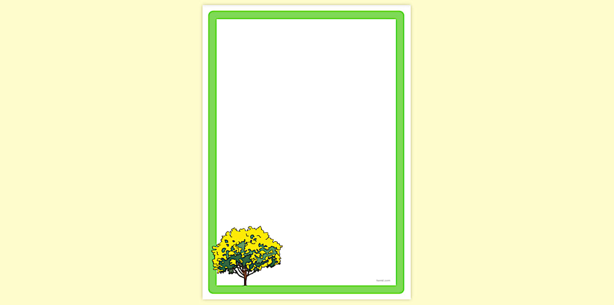 Simple Blank Golden Wattle Plant Page Border | Page Borders