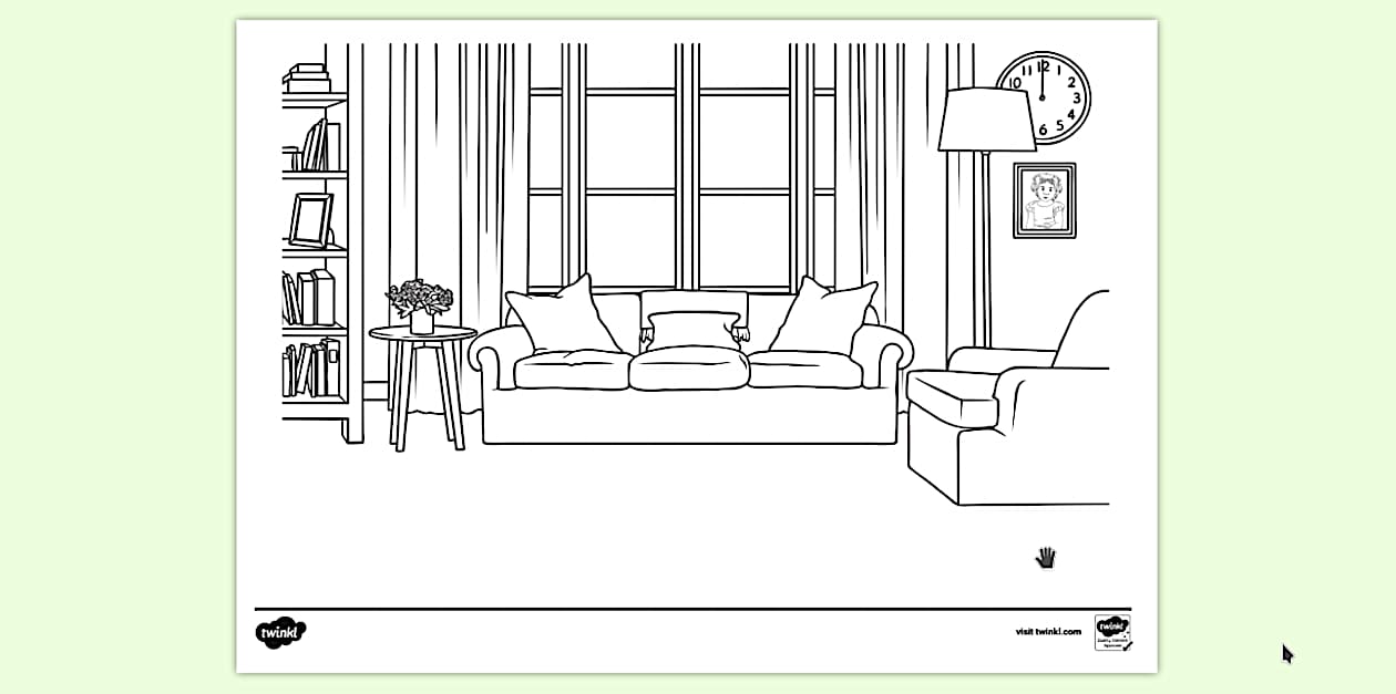 Inside House Colouring Page | Colouring Sheets - Twinkl