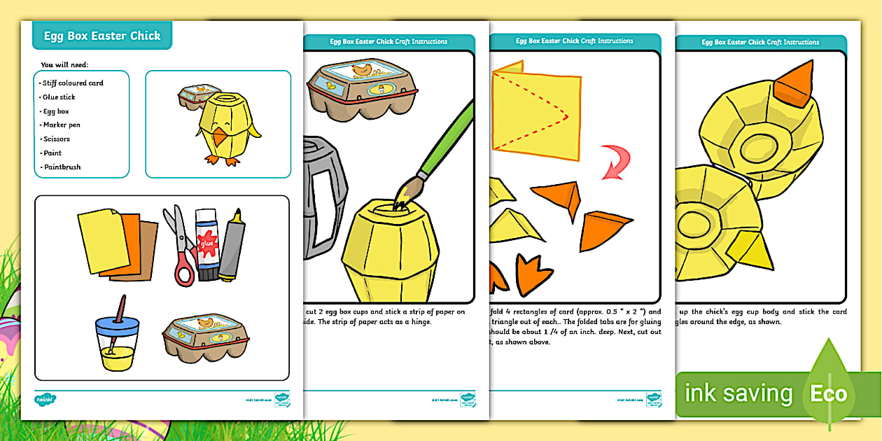 Easter Egg Box Chick Craft Instructions - Twinkl