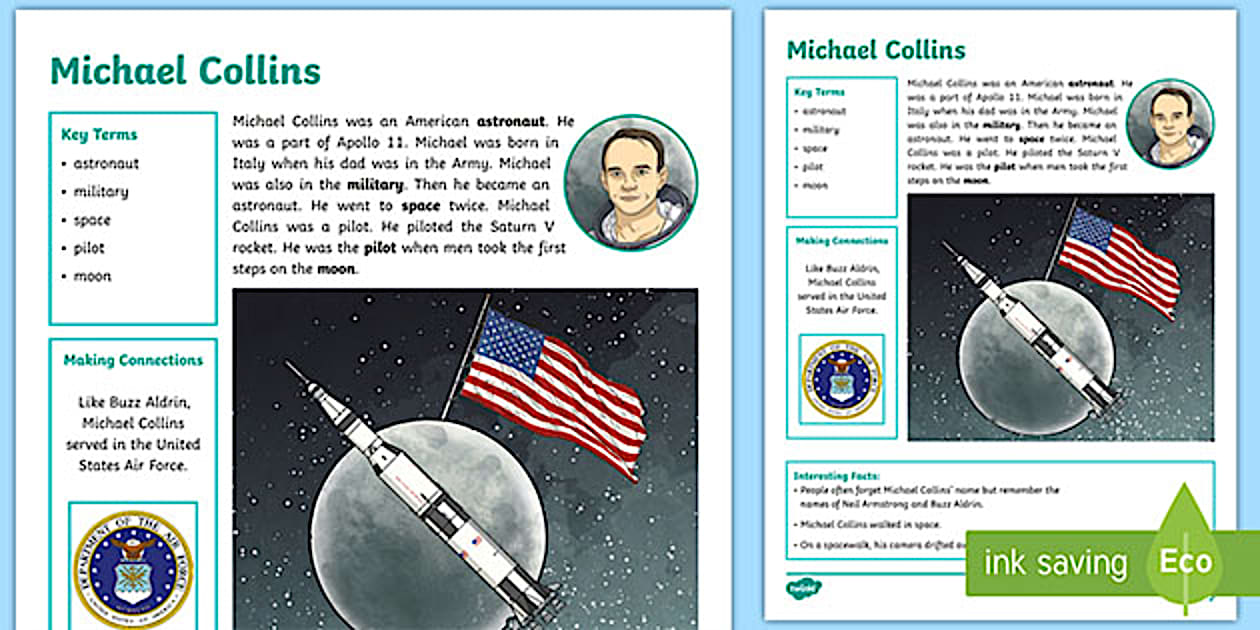 Michael Collins Fact File | Moon Landing Day | Twinkl USA