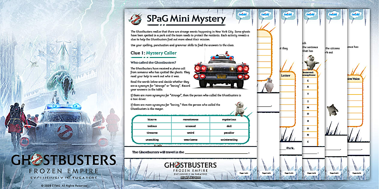 FREE! - Ghostbusters: Fifth Mini ELA Mystery (teacher made)