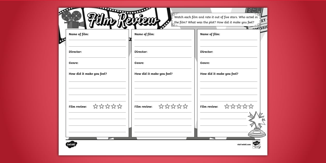Old Hollywood Themed Film Review Worksheet - Twinkl
