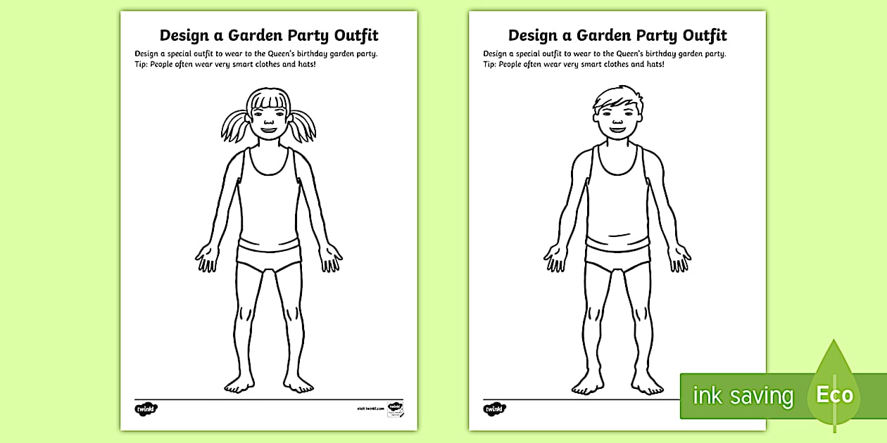 The Queen's Birthday Design a Garden Party Outfit Worksheet / Worksheet