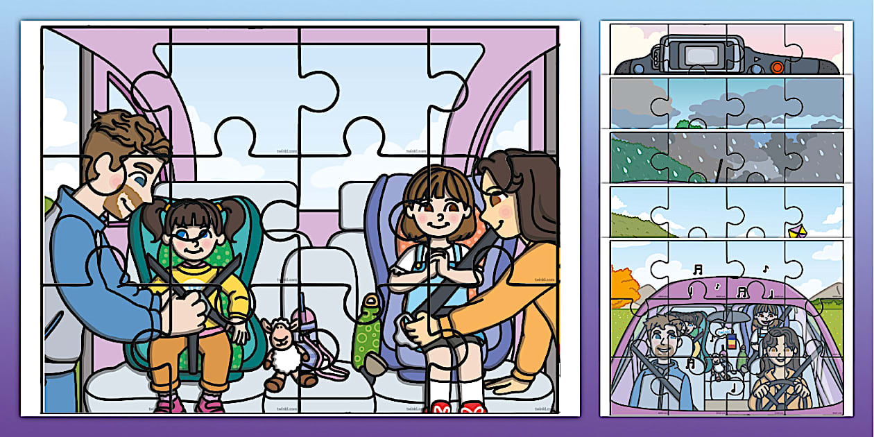 La plimbare cu mașina – Puzzle (teacher made) - Twinkl
