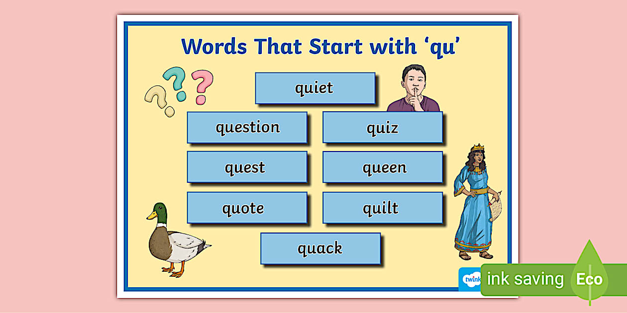 Words That Start with 'qu' Display Poster - Twinkl