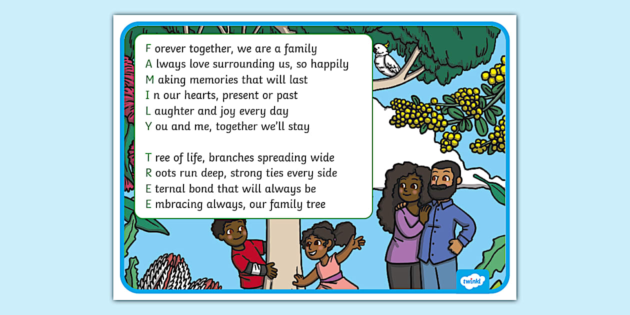 Acrostic Poem about Family Tree Example (teacher made)