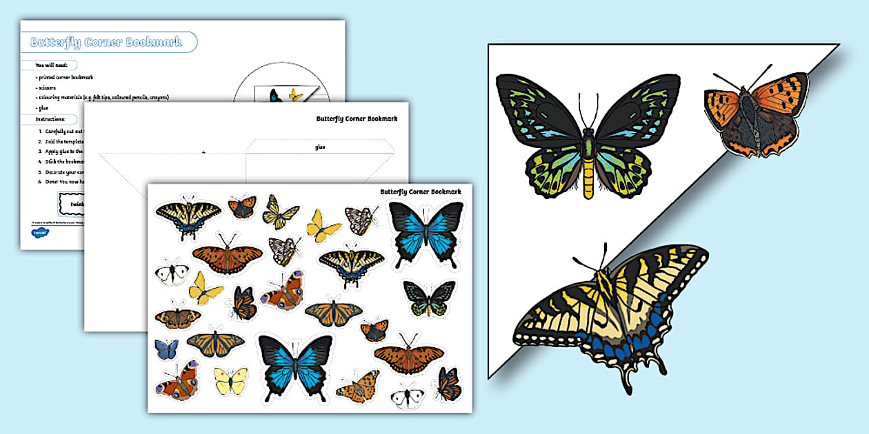 * NEW * Butterfly Corner Bookmark (teacher made) - Twinkl