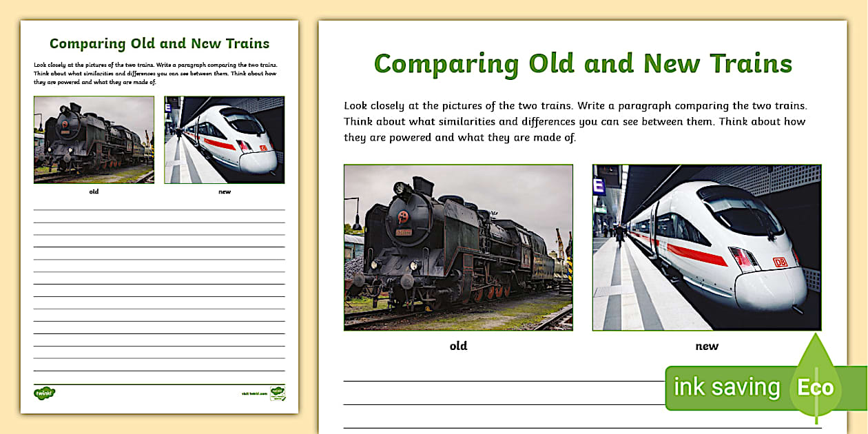 Trains Now and Then Comparison Activity (teacher made)