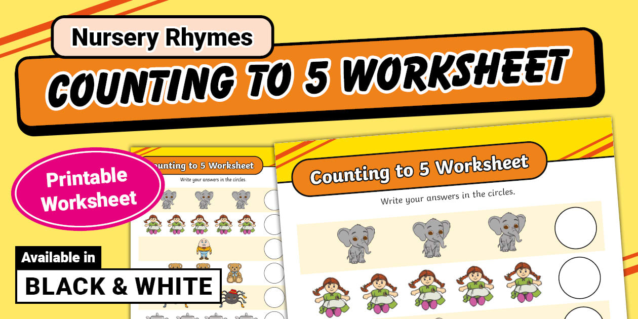 Worksheet for Nursery Rhyme Themed Counting to 5 Worksheet
