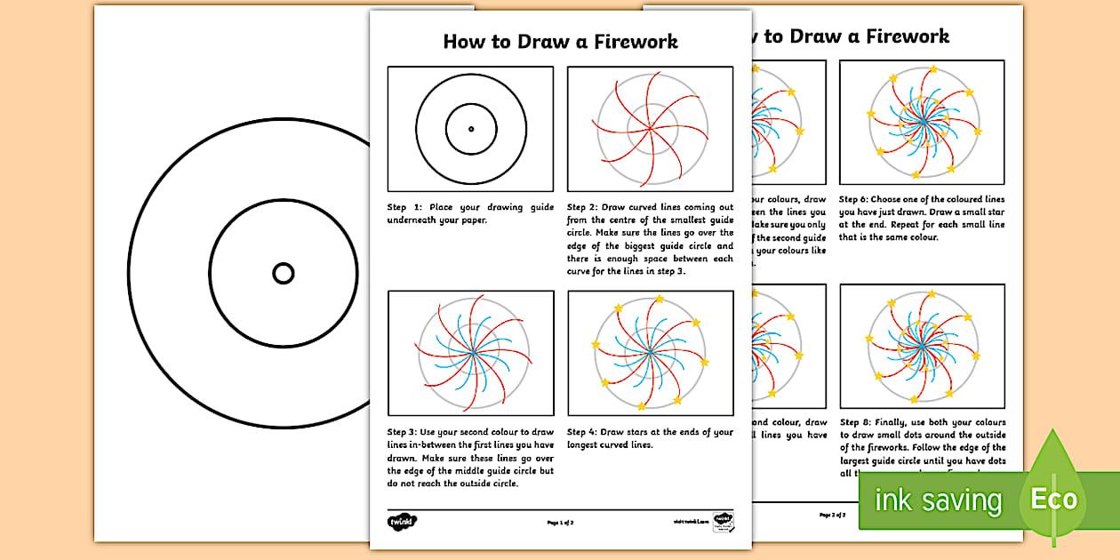 How to Draw a Firework Worksheet / Firework Drawing - Twinkl