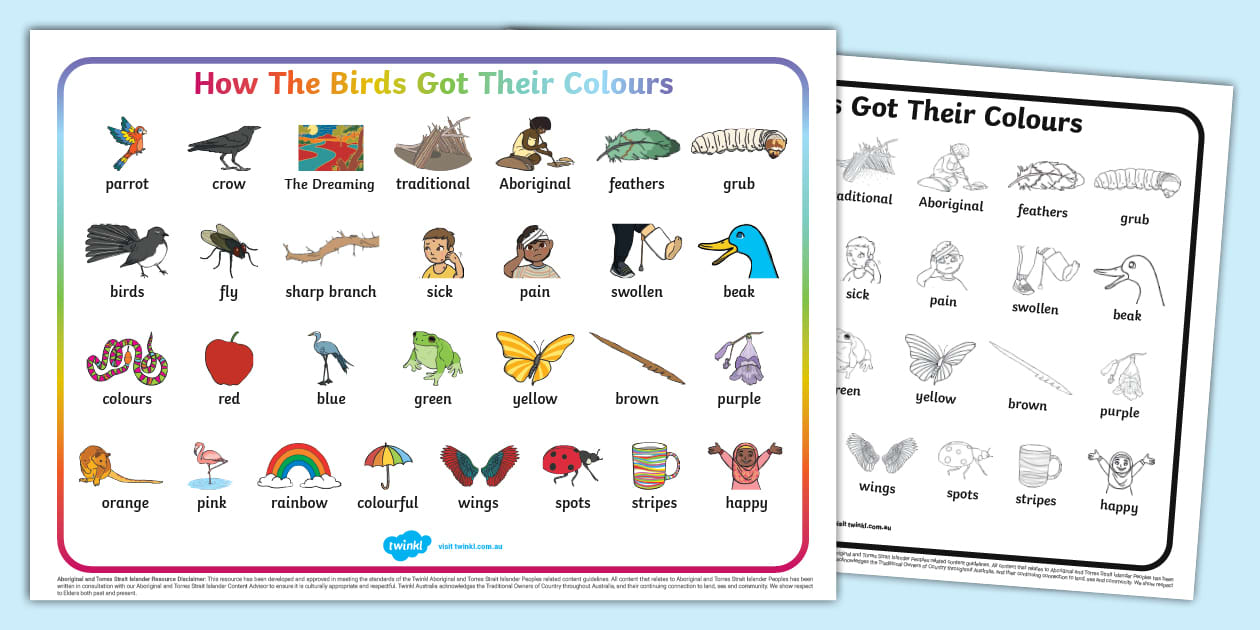 How The Birds Got Their Colours Word Mat (teacher made)