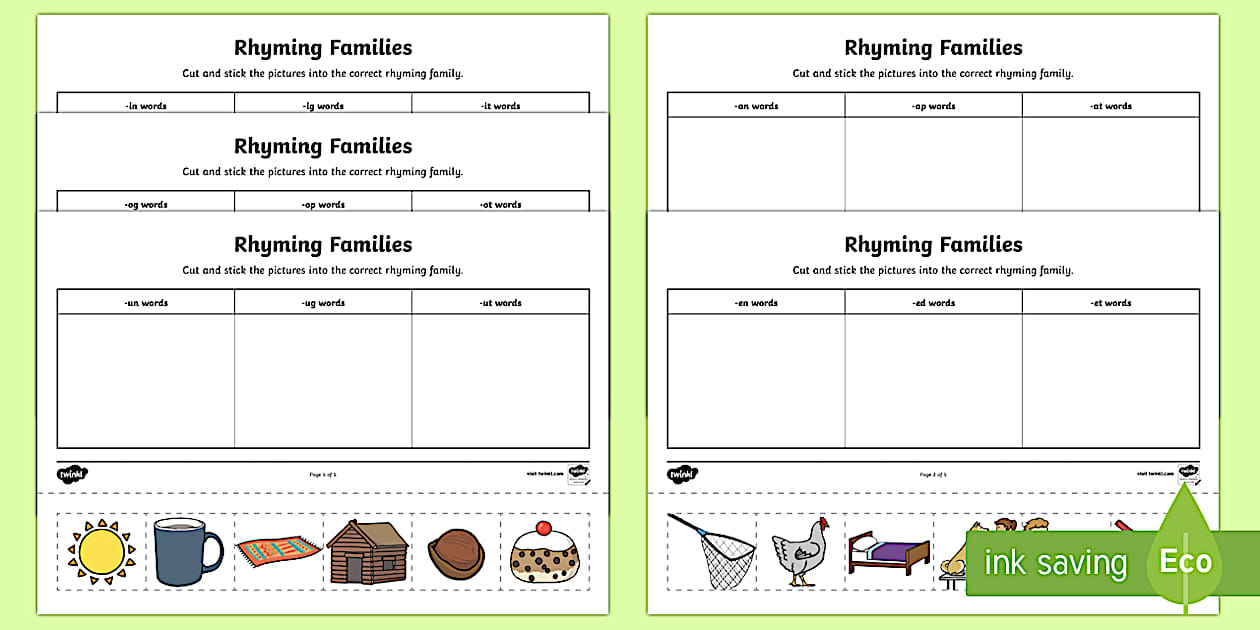 Editable Word Family Sorting Worksheet (teacher made)