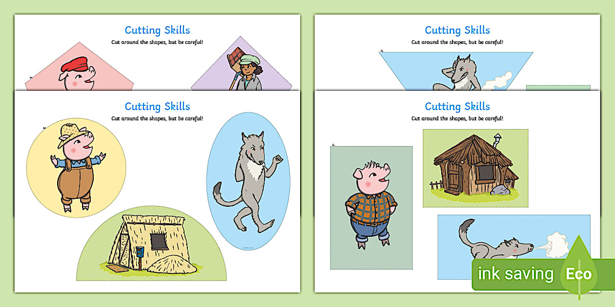 The Three Little Pigs Themed Cutting Skills Worksheet - australia