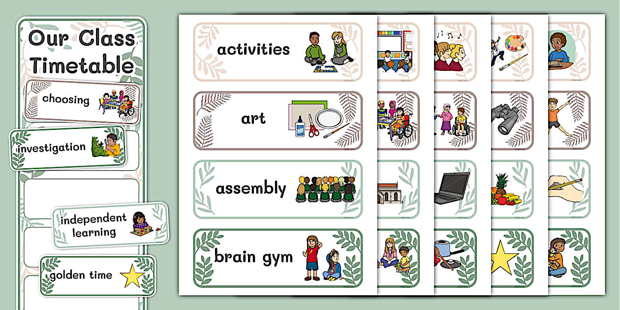 EYFS Botanical-Themed Visual Timetable Cards (teacher made)