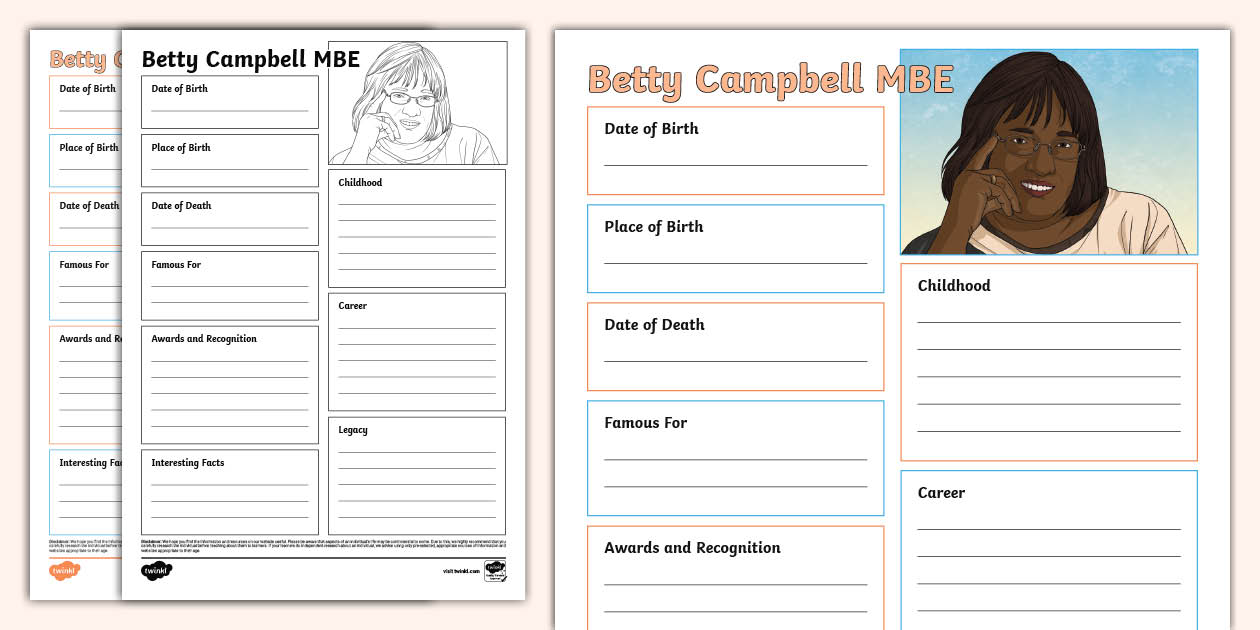 Betty Campbell MBE Fact File Template (teacher made)