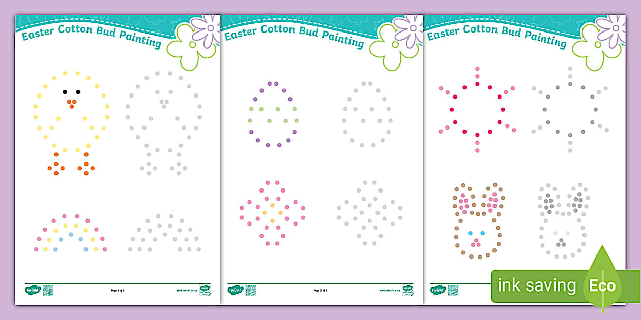Easter Cotton Bud Painting (teacher made) - Twinkl