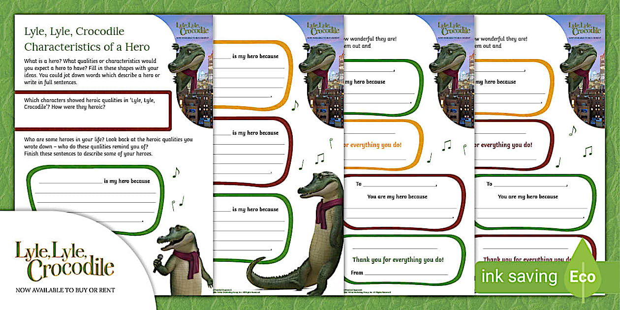 FREE! - Lyle, Lyle, Crocodile: Characteristics of a Hero Worksheet