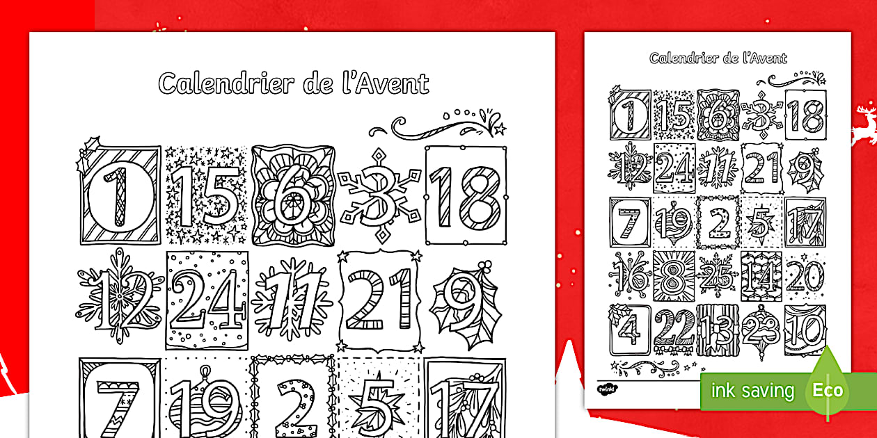 Calendrier de l'Avent à colorier | Ressources - Twinkl
