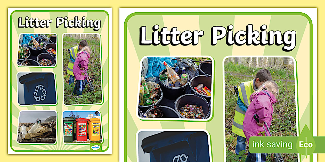 Litter Picking Photo Display Poster (teacher made) - Twinkl