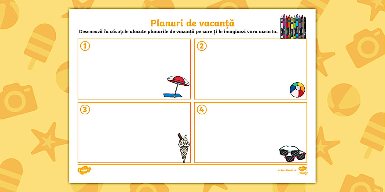 Vara: Planuri de vacanță – Fișă de lucru - Twinkl