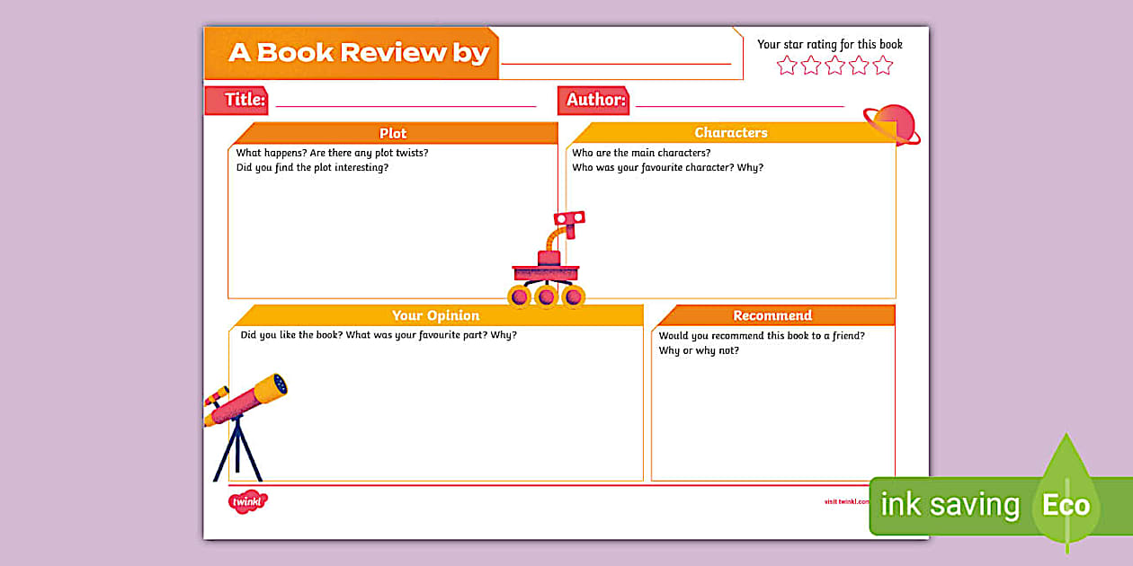 Space Themed Book Review Sheet (teacher made) - Twinkl