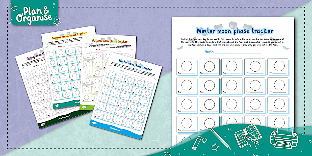 Seasonal Moon Phase Tracker Calendar Log | Nature Journaling