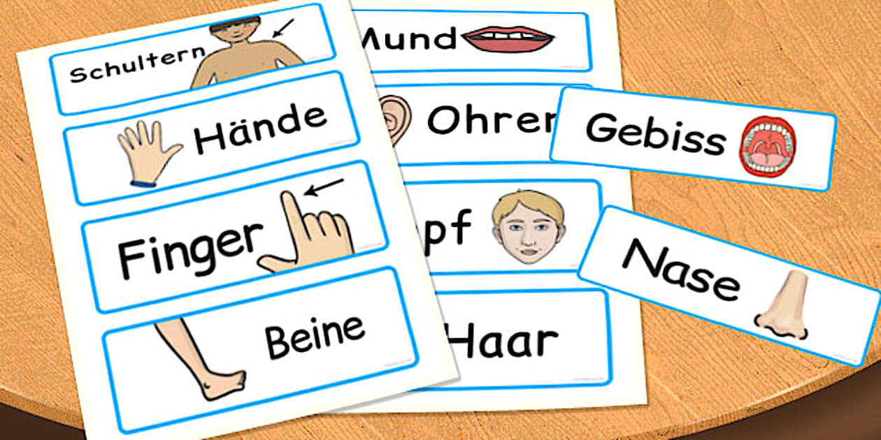 Parts of the Body Word Cards German (teacher made) - Twinkl