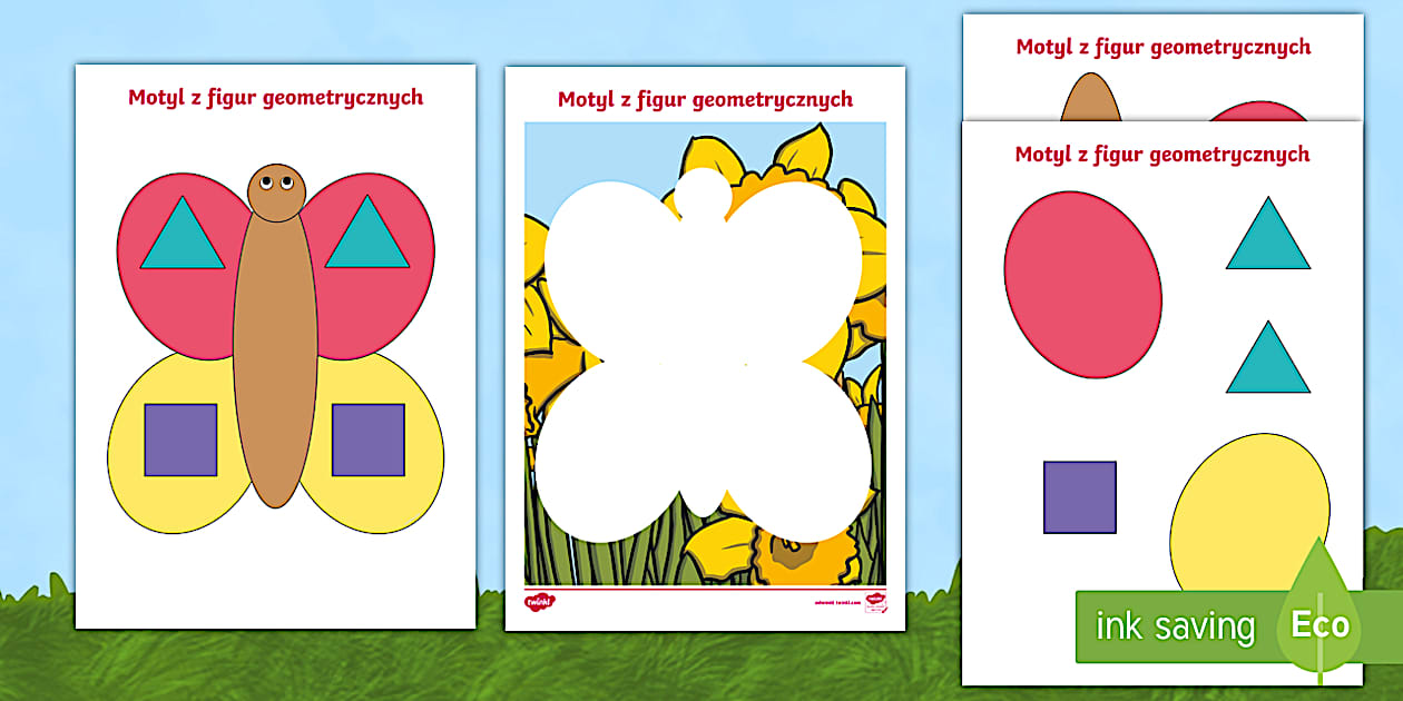 Black and White Motyl z figur geometrycznych - Twinkl