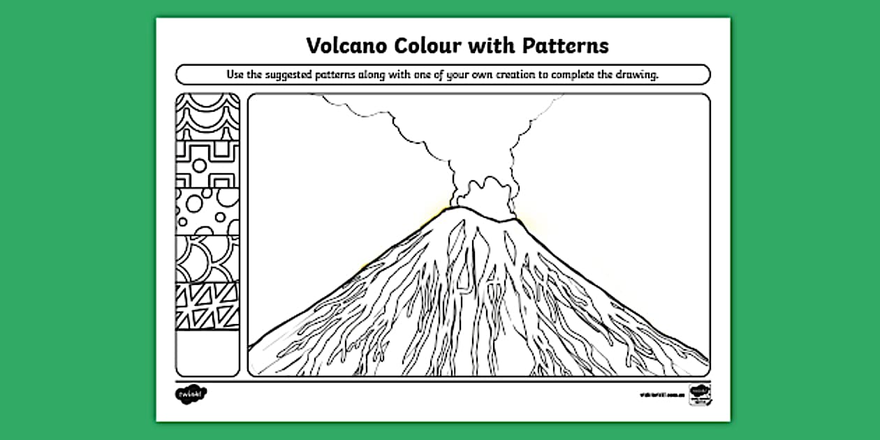 Volcano Colour with Patterns Activity (Teacher-Made)
