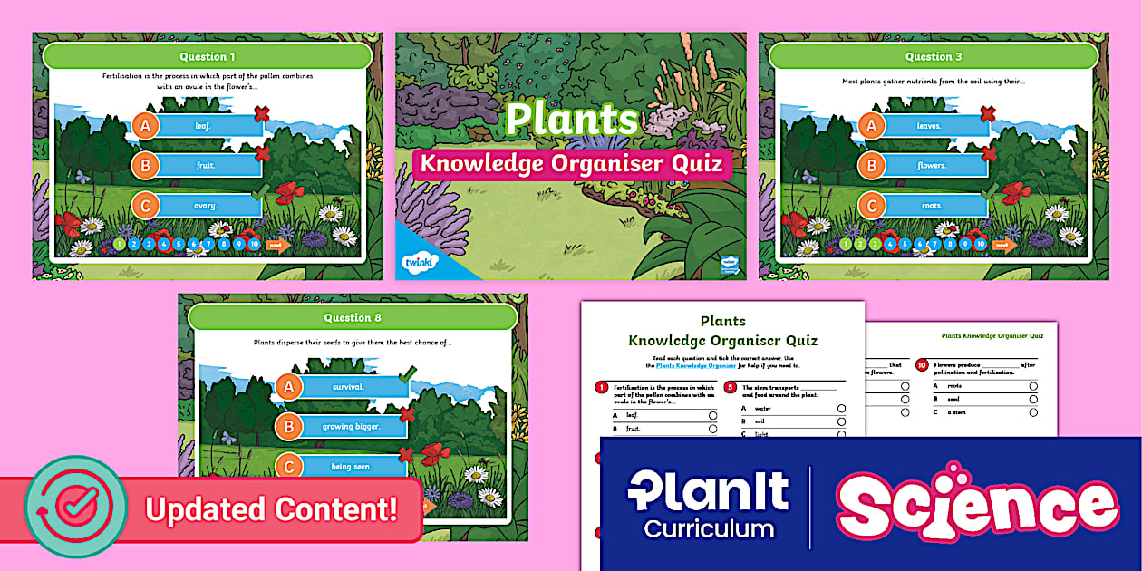 Y3 Plants Knowledge Organiser Quiz Pack (teacher made)