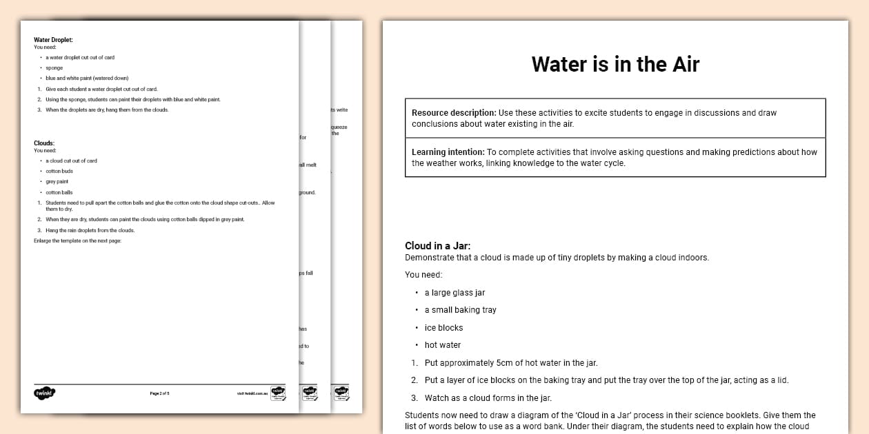 Water is in the air Activity Pack (teacher made) - Twinkl