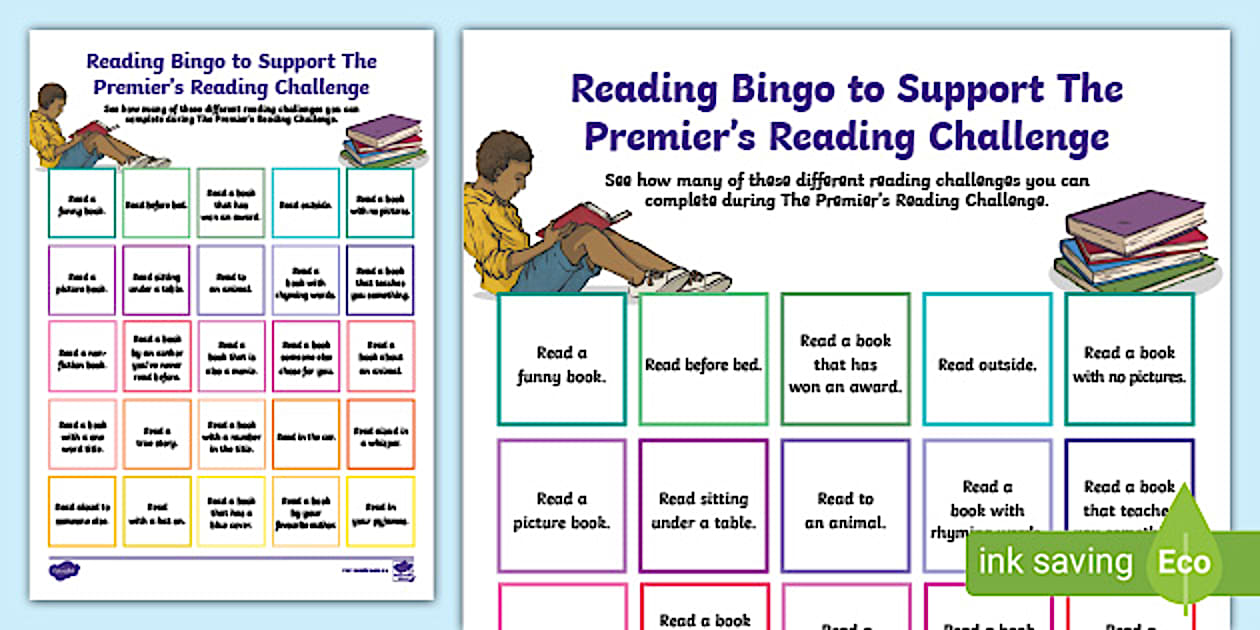 Reading Bingo to Support The Premiers Reading Challenge